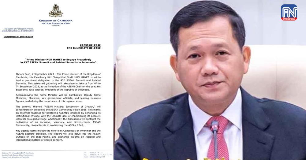 PM Hun Manet to Engage Proactively in the 43rd ASEAN Summit and Related ...